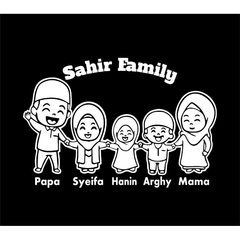 Jual Sticker custom 1 set Keluarga happy family ukuran 22cm x 15cm ...