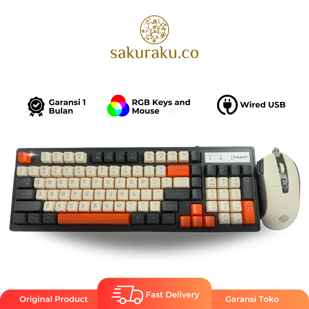 Jual KM800 Keyboard+Mouse berkabel 1 Set Gaming Mechanical Feel ...
