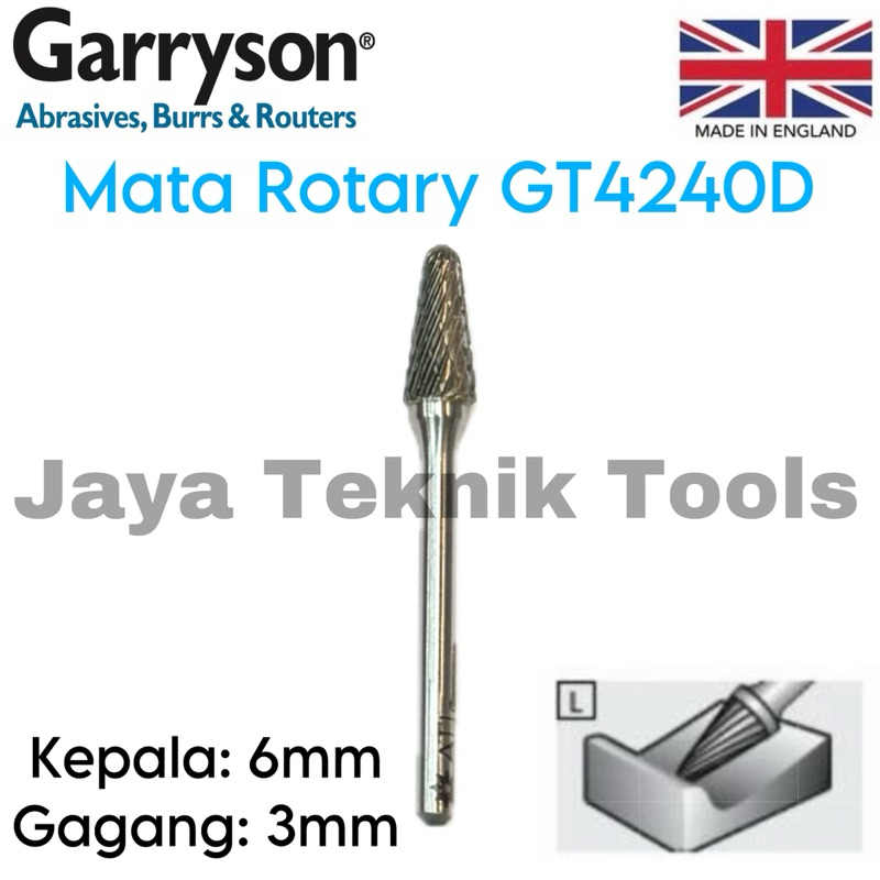 Jual Mata Rotary Garryson GT4240D Tuner Burr GT 4240 D Asah 6 3 mm Besi ...