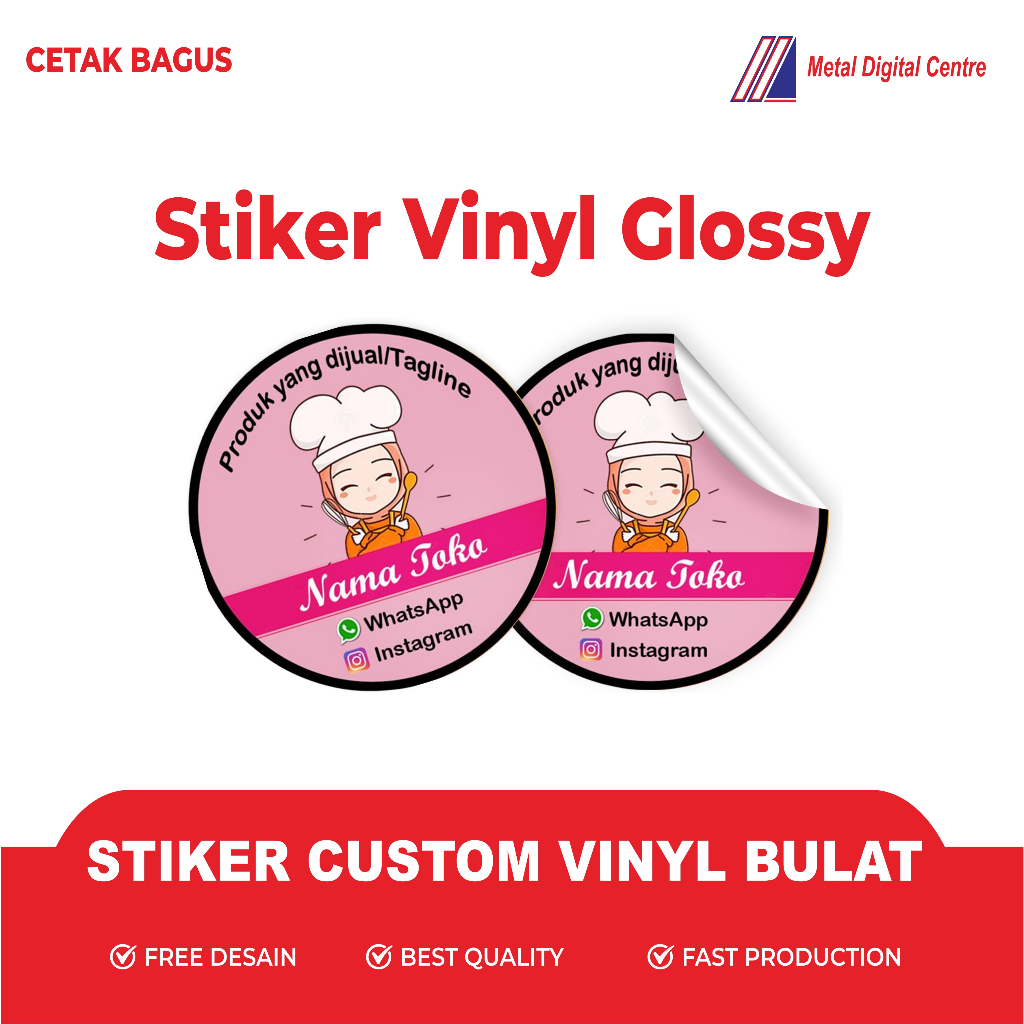 Jual Cetak Stiker VYNIL / VINYL GLOSSY ( CUTTING BULAT ) Cetak Stiker ...