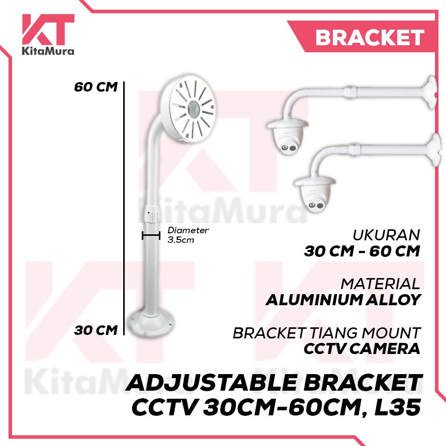 Jual BRACKET CCTV Adjustable Bracket Tiang CCTV Camera 30 - 60 CM L35 ...