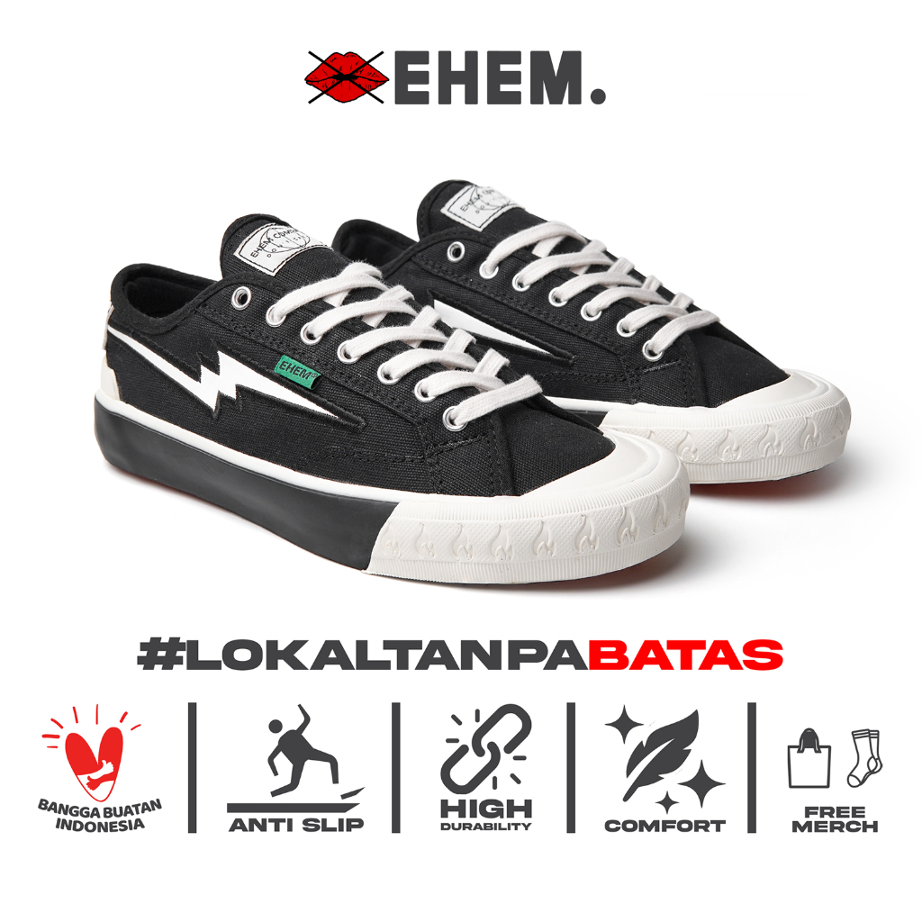 Jual Ehem - Sepatu Sneakers Unisex Pria Wanita Dexter Low Black White ...