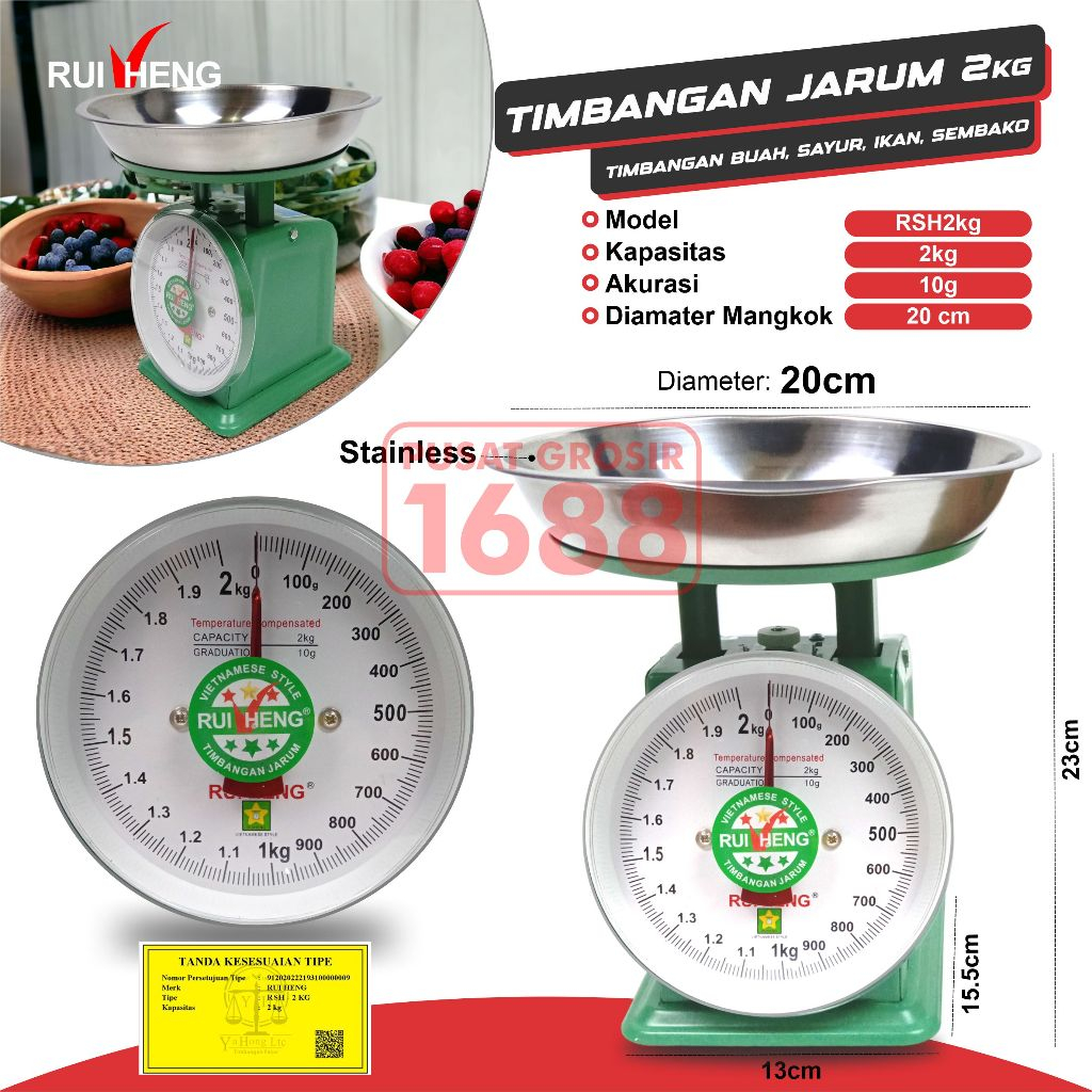 Jual TIMBANGAN 2kg TIMBANGAN MANUAL JARUM MANGKOK RUIHENG 2 kg | Shopee ...