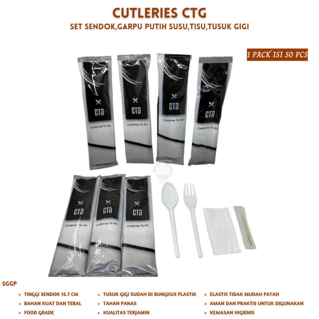 Jual Cutleries Set Sendok Garpu Putih Susu Tisu Tusuk Gigi ( Isi 50 Set ...