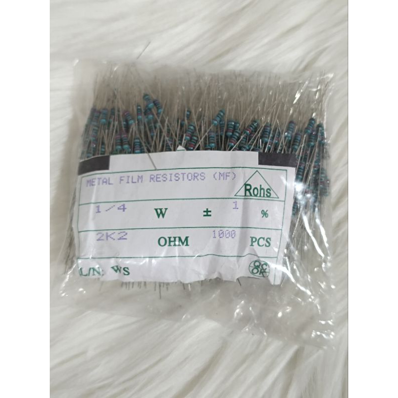 Jual 1.000 pcs resistor 1/4 watt 2k2 R 1/4w 22k biru R 0.25 watt metal ...