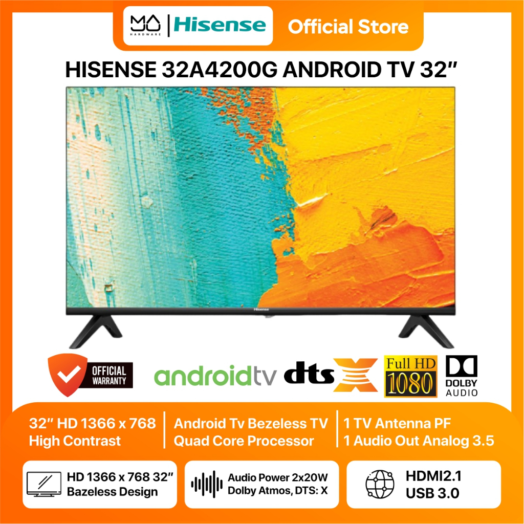Jual Hisense Smart Android Digital TV 32 inch Full HD Bezeless 32A4200G ...