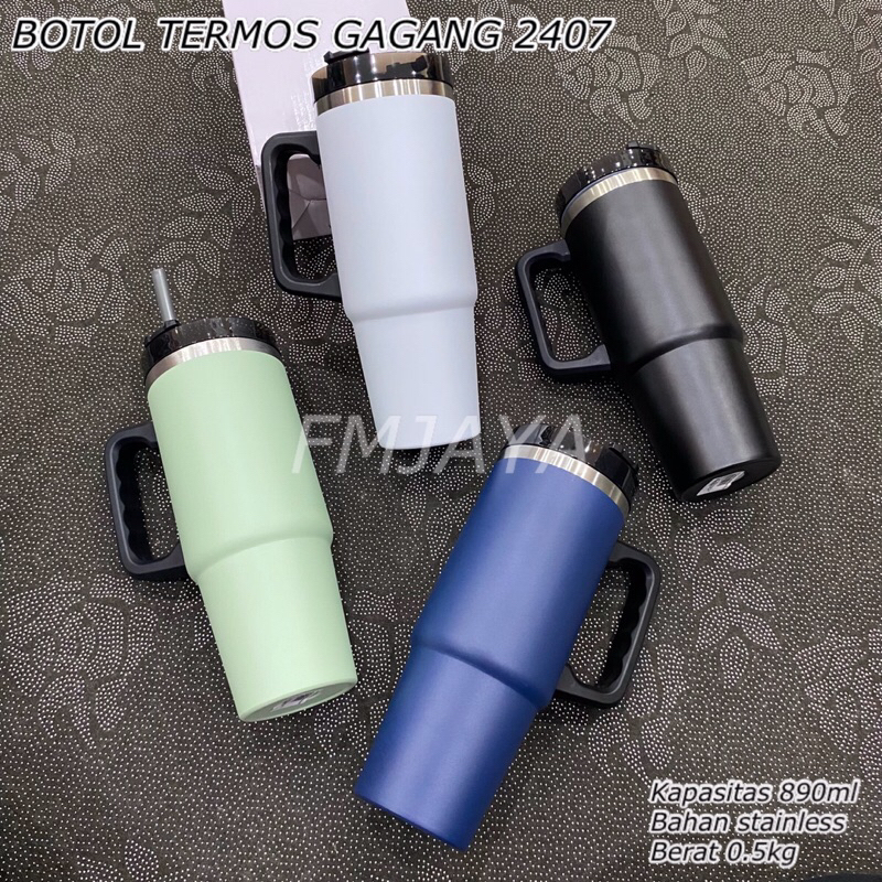 Jual GELAS TERMOS HOT & COOL GAGANG FULL 890ML || TERMOS MUG COFFE 2407 ...