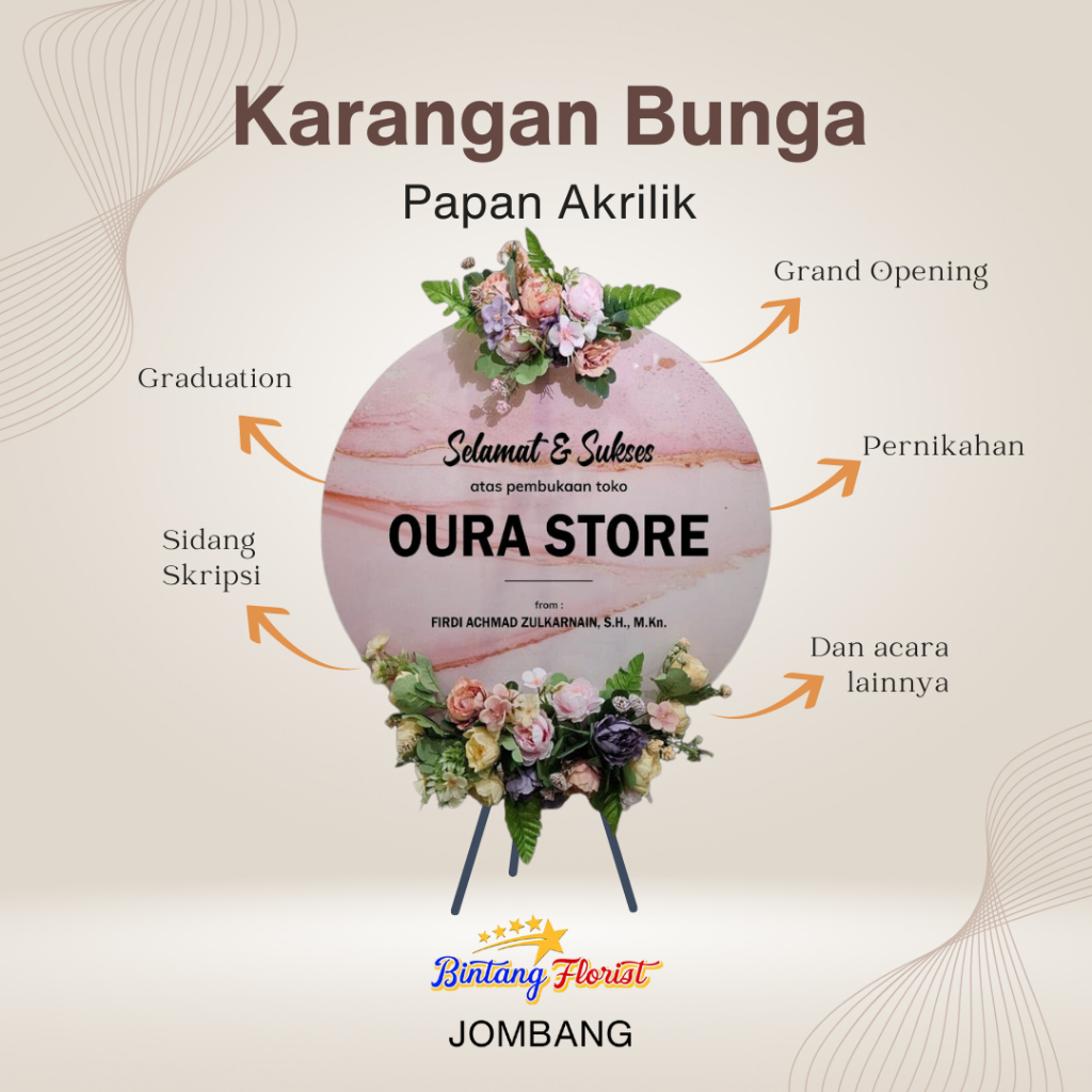 Jual Karangan Bunga Papan Akrilik Acrylic Lingkaran Bulat Diameter 60cm ...