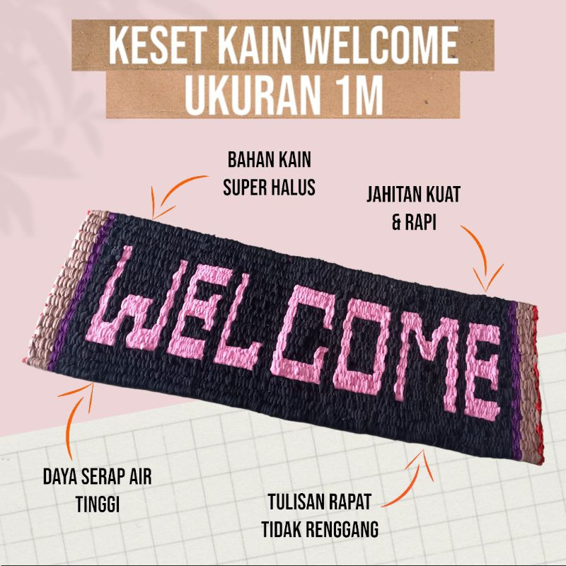 Jual KESET KAIN KESET TULISAN WELCOME UKURAN 100 x 40 cm | Shopee Indonesia