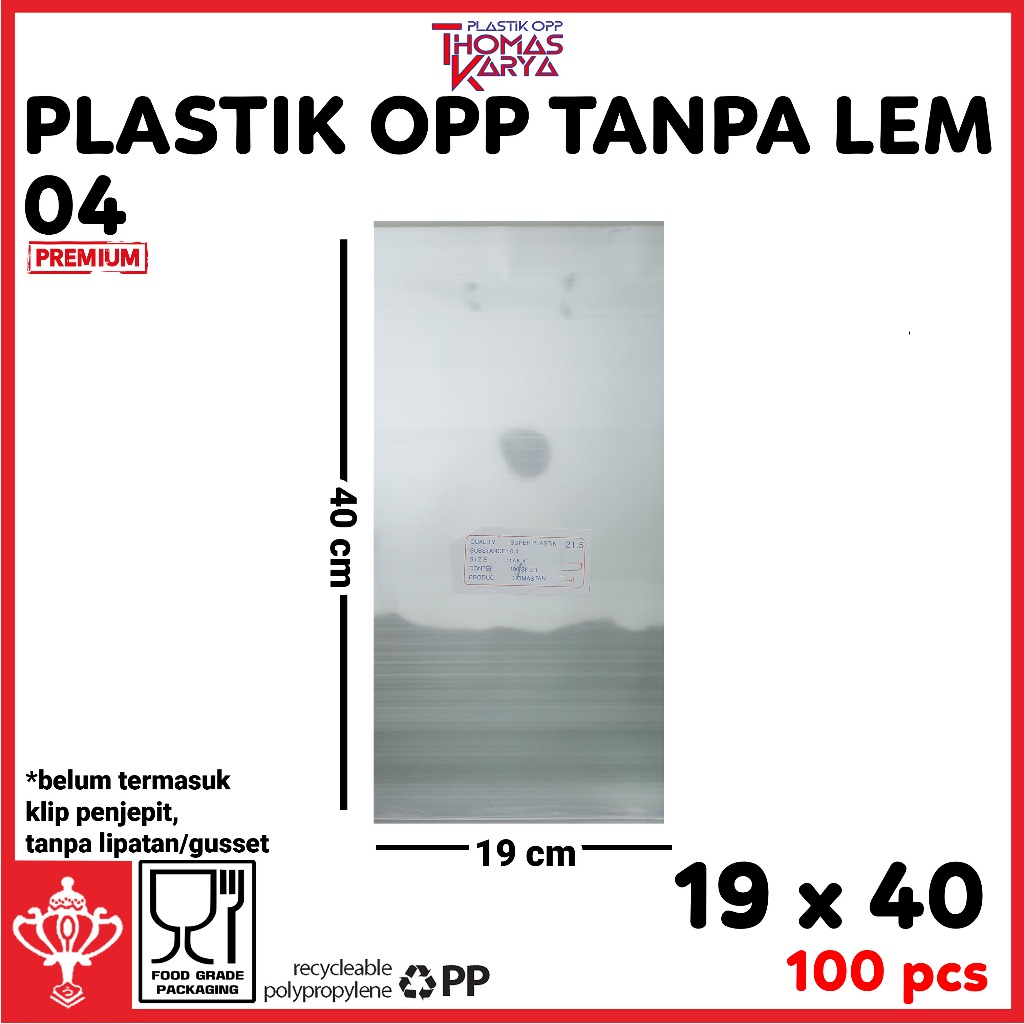 Jual Plastik OPP Roti Tawar 19x40 isi 100 Kantong Bening BESAR Kemasan ...