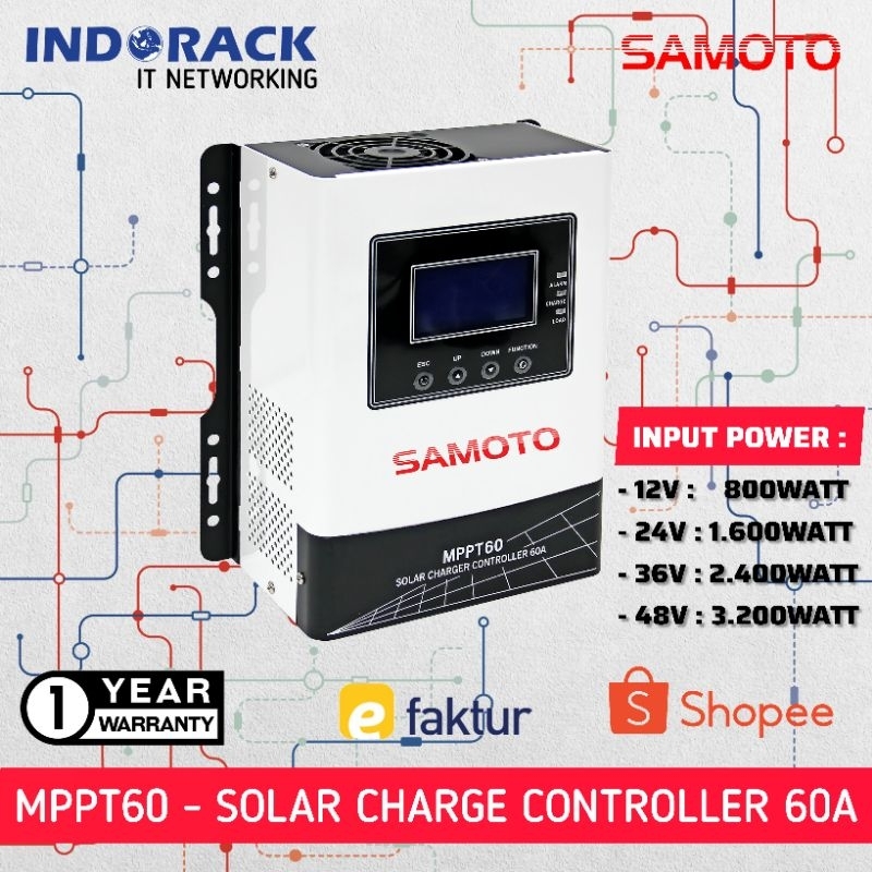 Jual MPPT60 SAMOTO Solar Charge Controller 60A 12V / 24V / 36V / 48V ...