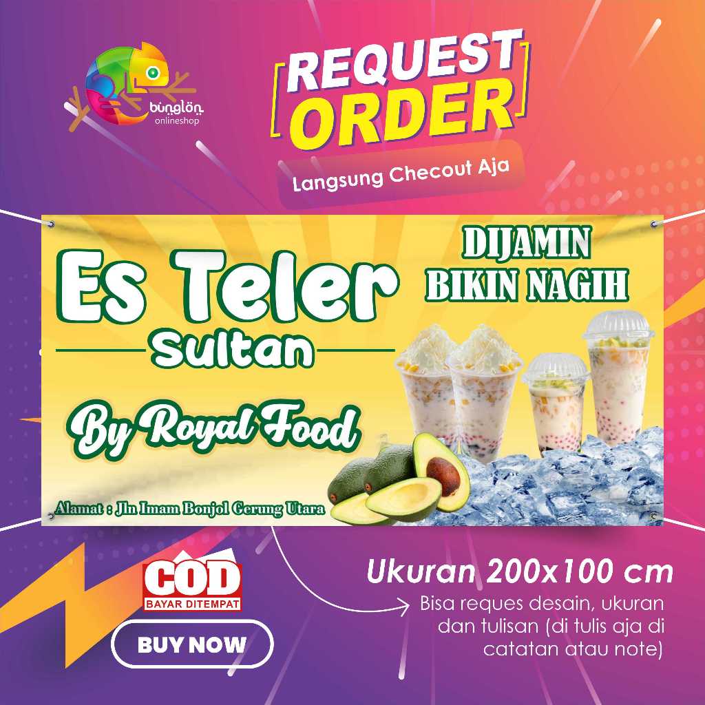 Jual Banner 200x100 Es Teler Sultan Custom Desain | Shopee Indonesia
