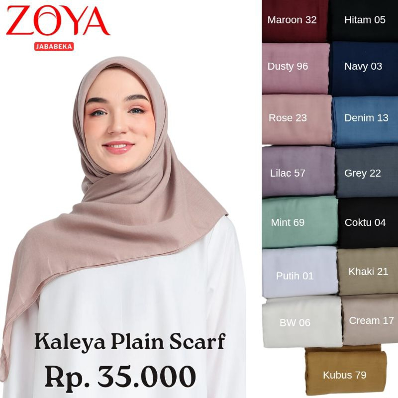 Jual New Kaleya Scarf Zoya - Segiempat polos voal - Zoya Pasar Baru ...