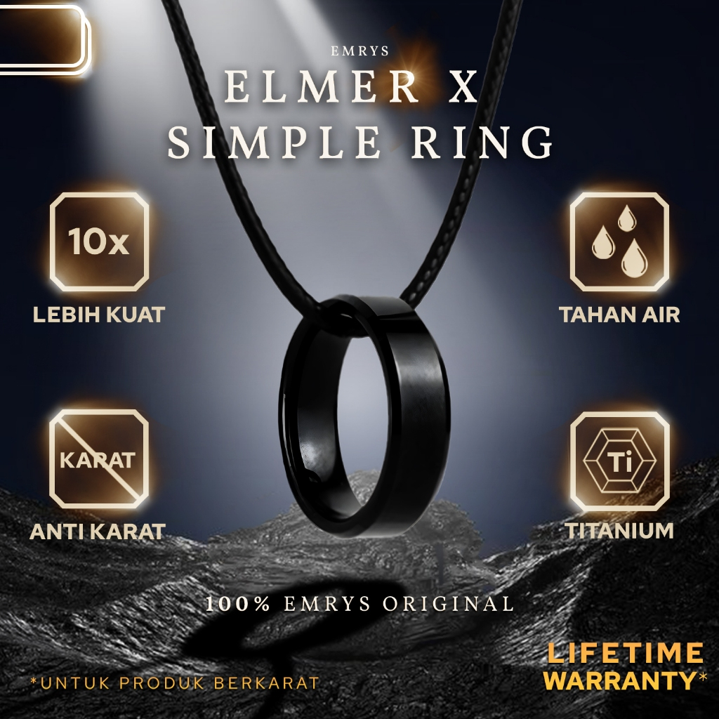 Jual BUY 1 FREE 1 GIFT Emrys Elmer x Simple Ring Kalung Couple Pria ...