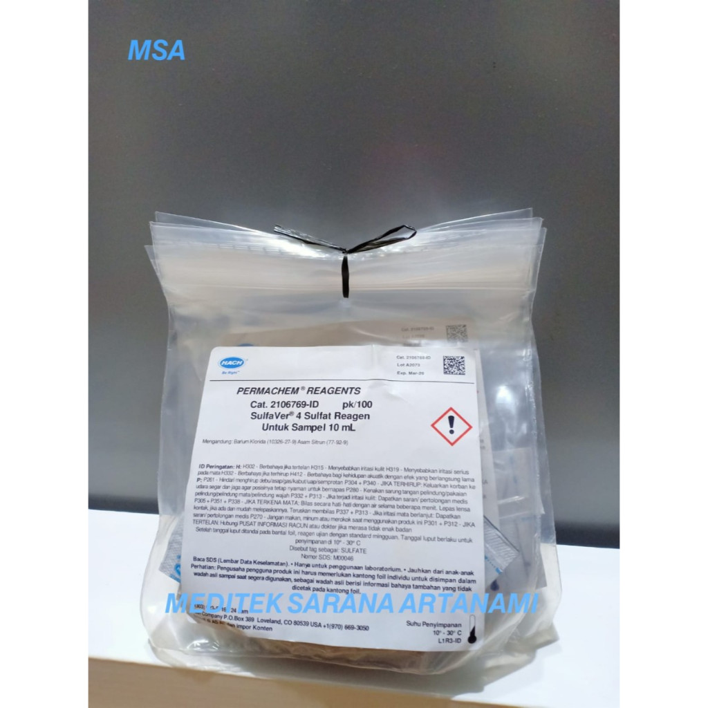 Jual HACH 21067-69 SulfaVer 4 Sulfate Reagent Powder Pillows 10 mL 100 ...
