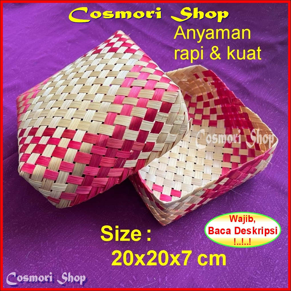 Jual Besek Warna Anyaman Bambu 20x20 cm Untuk Hajatan Nasi Berkat ...