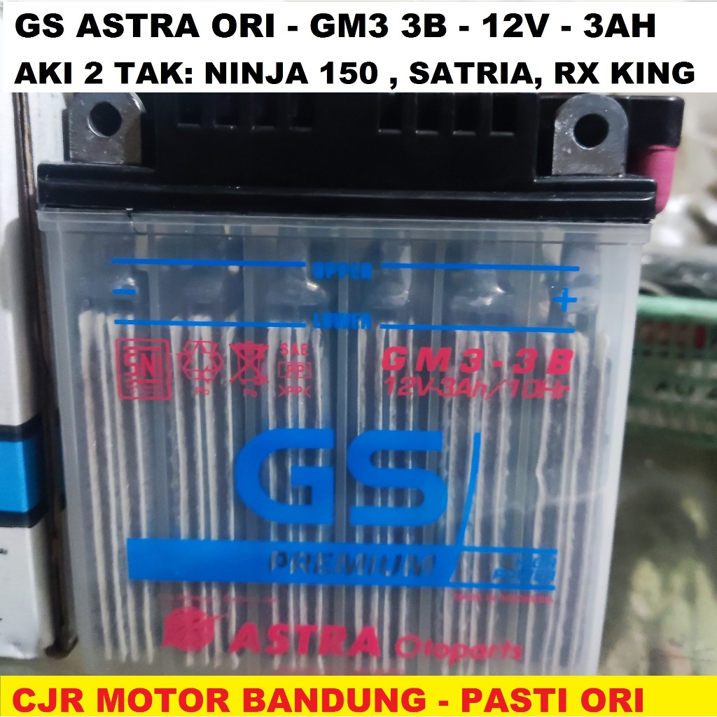 Jual AKI motor 2 TAK RX KING NINJA 150 SATRIA GS PREMIUM GM3 12V 3 ampere | Shopee Indonesia