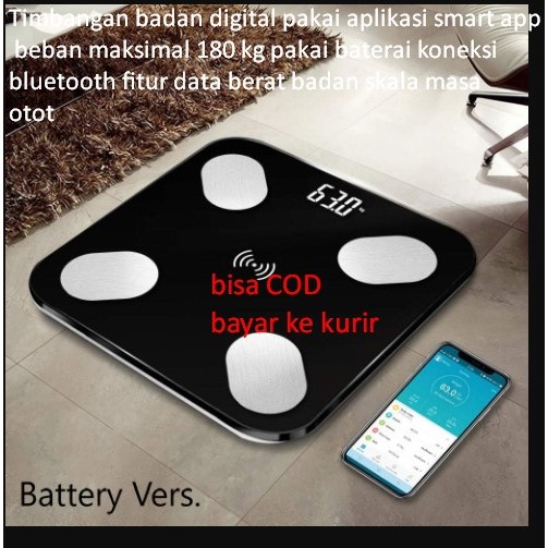 Jual Timbangan badan digital pakai aplikasi smart app beban maksimal ...