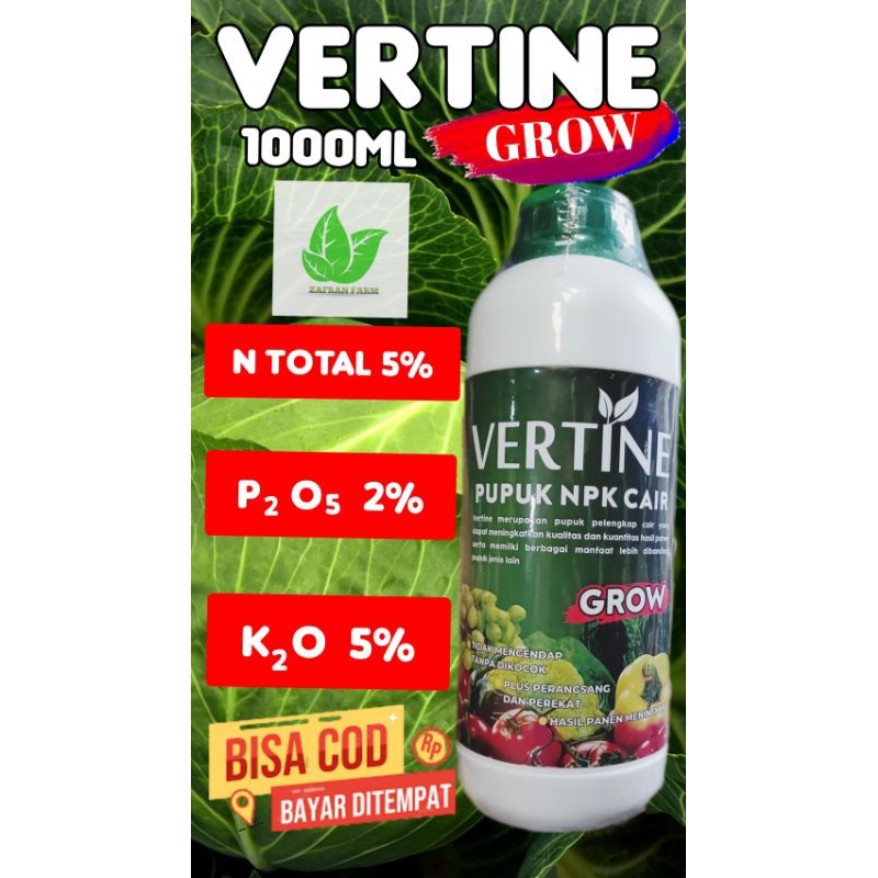 Jual VERTINE - grow pupuk NPK cair plus perangsang dan pelekat pupuk buah pupuk daun pupuk anti ...
