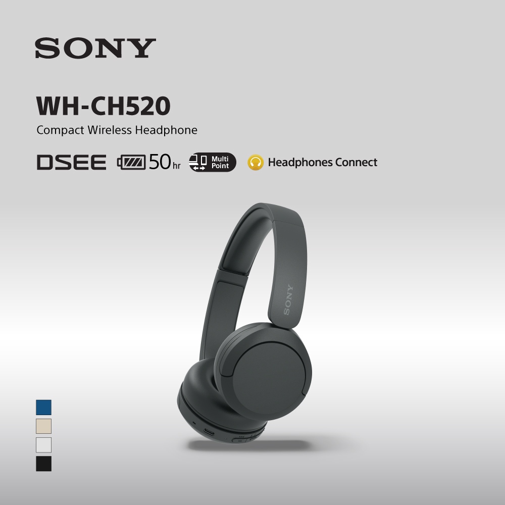 Jual SONY WH-CH520 On Ear Wireless Headphone / CH520 / CH-520 - Black ...