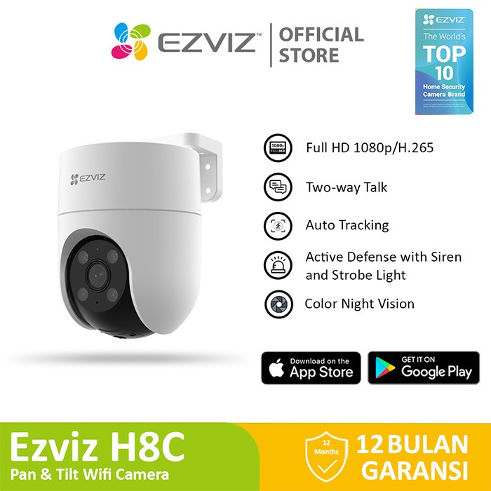 Jual EZVIZ H8C 2MP Outdoor CCTV Pan & Tilt Wifi IP Camera Auto Tracking ...