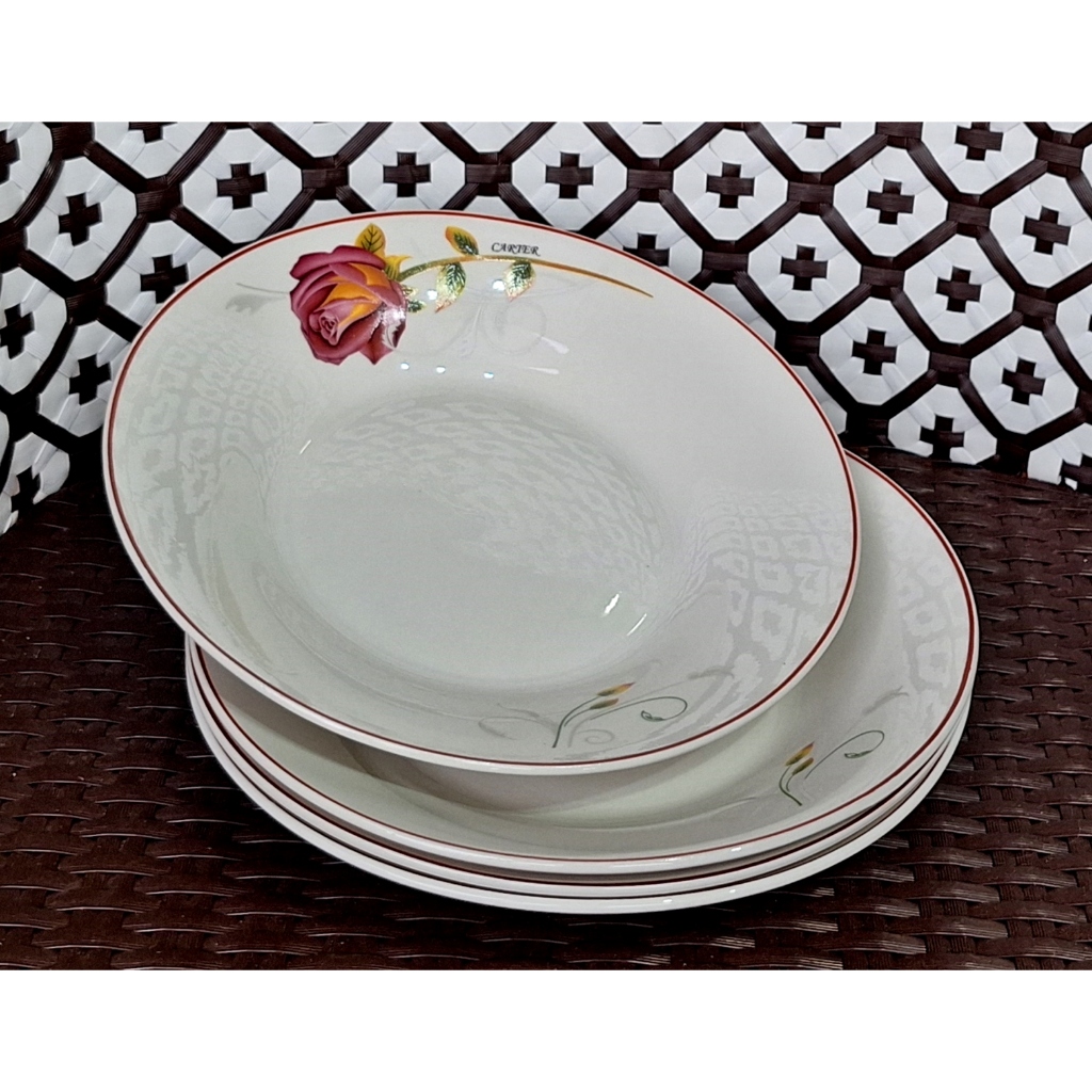 Jual Piring Makan Porcelain Rose Merah 23cm carter Per 1pcs | Shopee ...