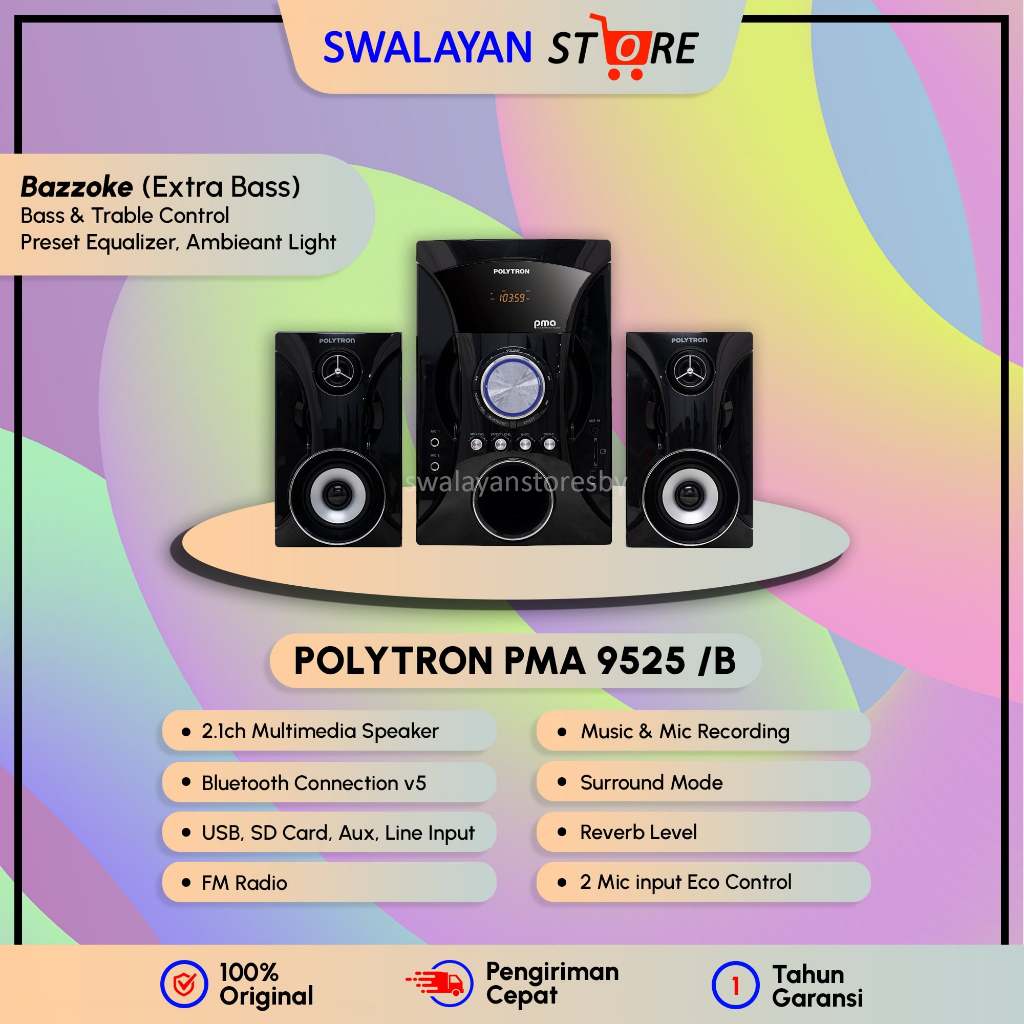 Jual SPEAKER POLYTRON PMA 9525 BLUETOOTH ORIGINAL SUARA BASS SUPER ...