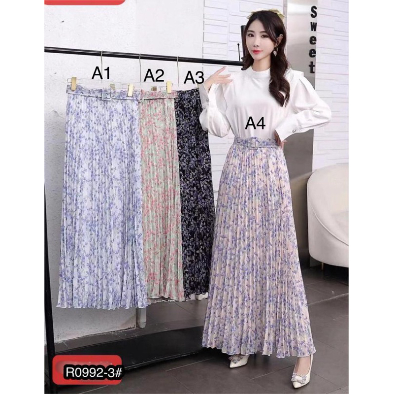 Jual New Motif Rok Plisket Bunga Korean Style Yoona import | Shopee ...