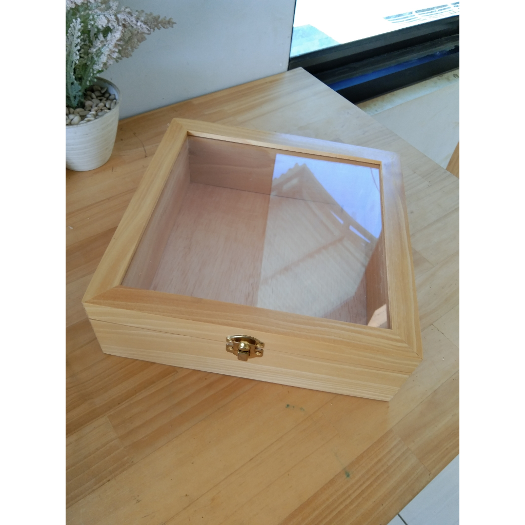 Jual Grosir!! Kotak box kayu akrilik ukuran 22,5x22,5x7cm (Tanpa ...