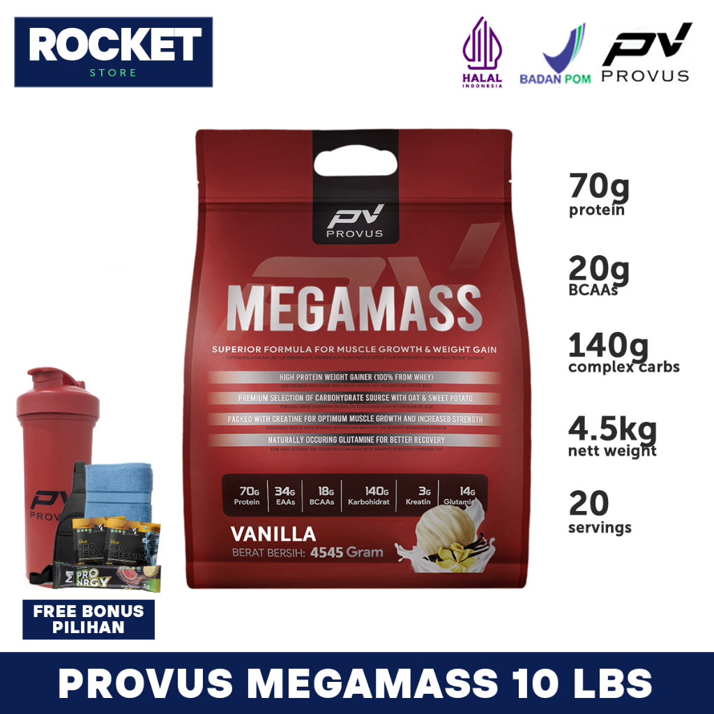 Jual PROVUS Megamass 10 lbs (4.5 kg) & 15 lbs (6.8 kg) Susu Mass Gainer ...
