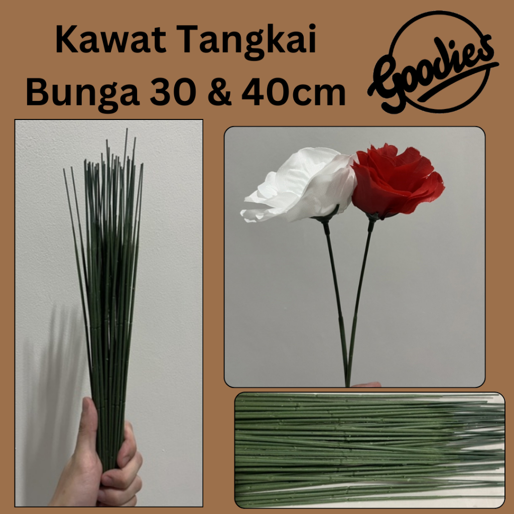 Jual Tangkai Bunga Kawat Import Panjang 30cm & 40cm [Tebal 2mm] untuk ...