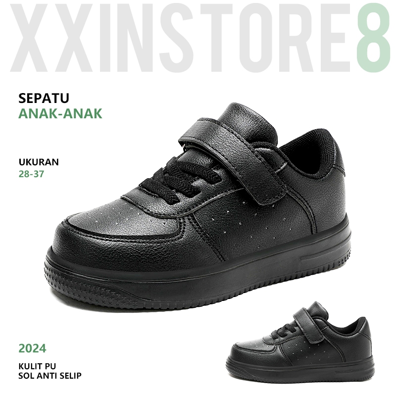 Jual Sepatu Anak Laki Laki Hitam Sneakers Anak Siswa Hitam VELCRO ...