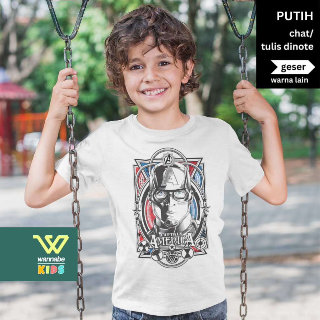 Jual Kaos Anak SUPERHERO CAPTAIN AMERICA 20 | Baju Anak | kaos anak 2 tahun 12 tahun UNISEX ...
