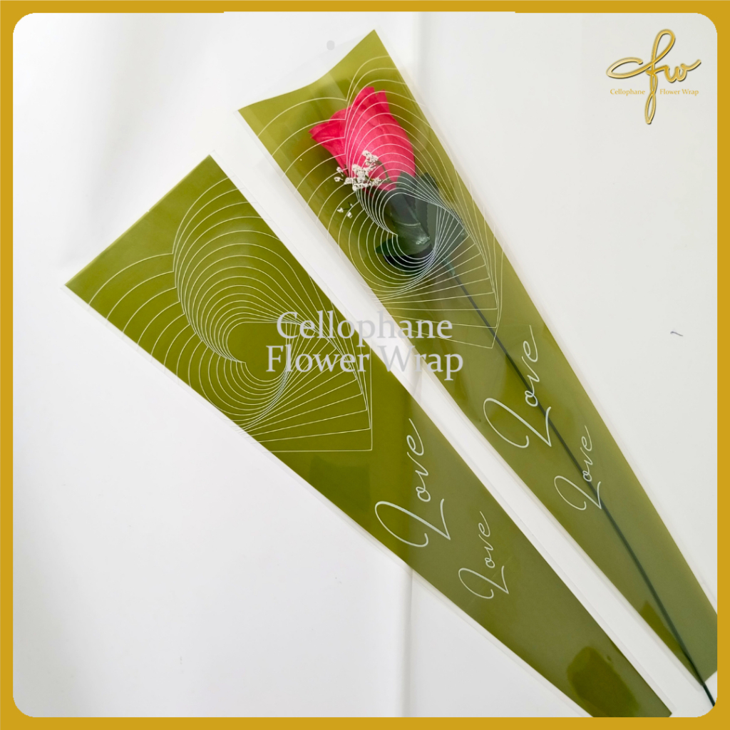 Jual (50 LEMBAR ) Plastik Single Flower LOVE / Single Rose / Wrapping ...