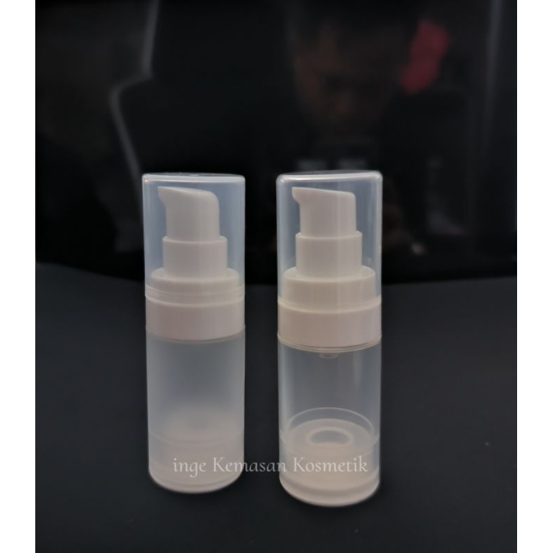 Jual BOTOL PUMP AIRLESS PP 15 ML FROSTED & BENING TUTUP PUTIH SERUM ...