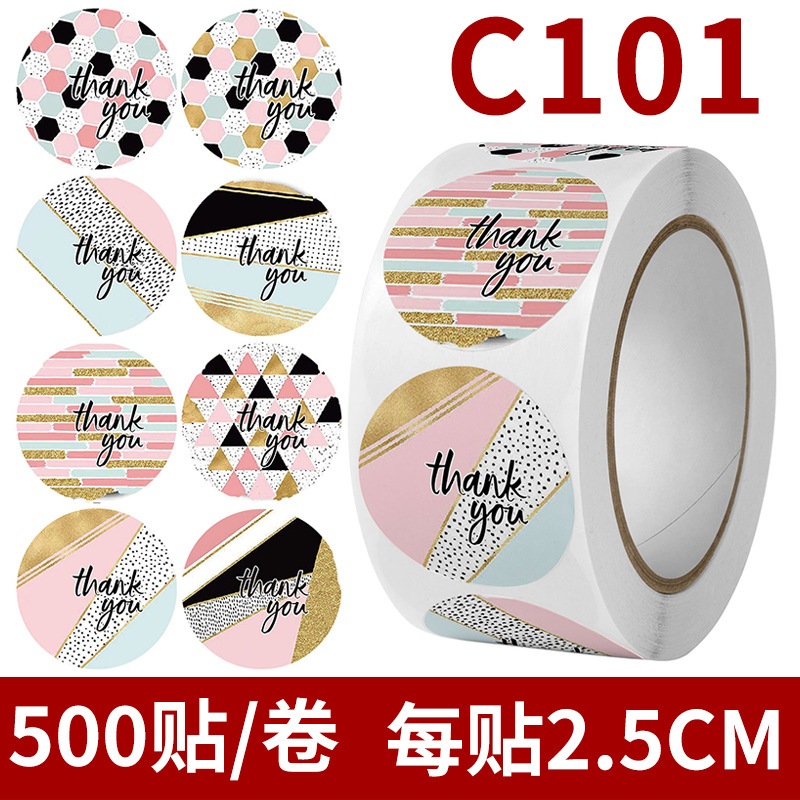 Jual RD (1 Roll isi 500pcs) Sticker Thank You Stiker Thank You Sticker ...