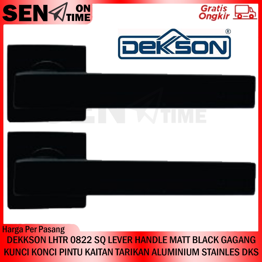 Jual DEKKSON LHTR 0822 SQ LEVER HANDLE MATT BLACK GAGANG PINTU KAITAN ...
