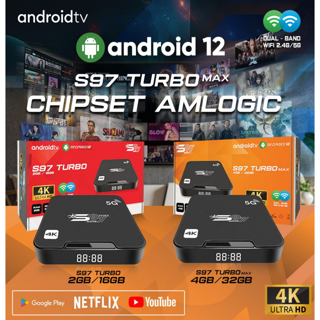 Jual ANDROID TV BOX S97 TURBO Max Chipset AMLOGIC 16GB / 32GB | Shopee ...