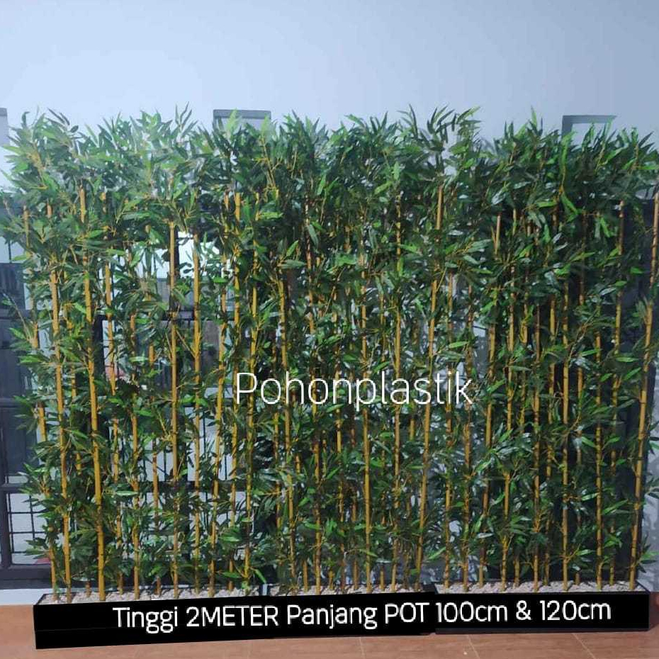 Jual Bambu Partisi Tinggi 2 Meter Artificial panjang POT 100cm & 120cm ...