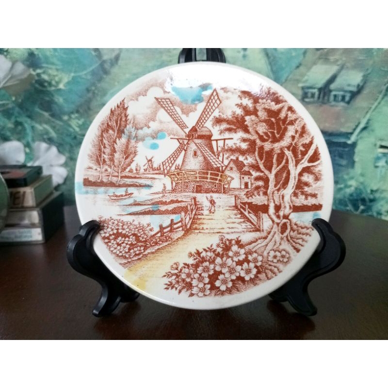 Jual Piring Pajangan Keramik Vintage Antik Motif Gambar Suasana desa ...