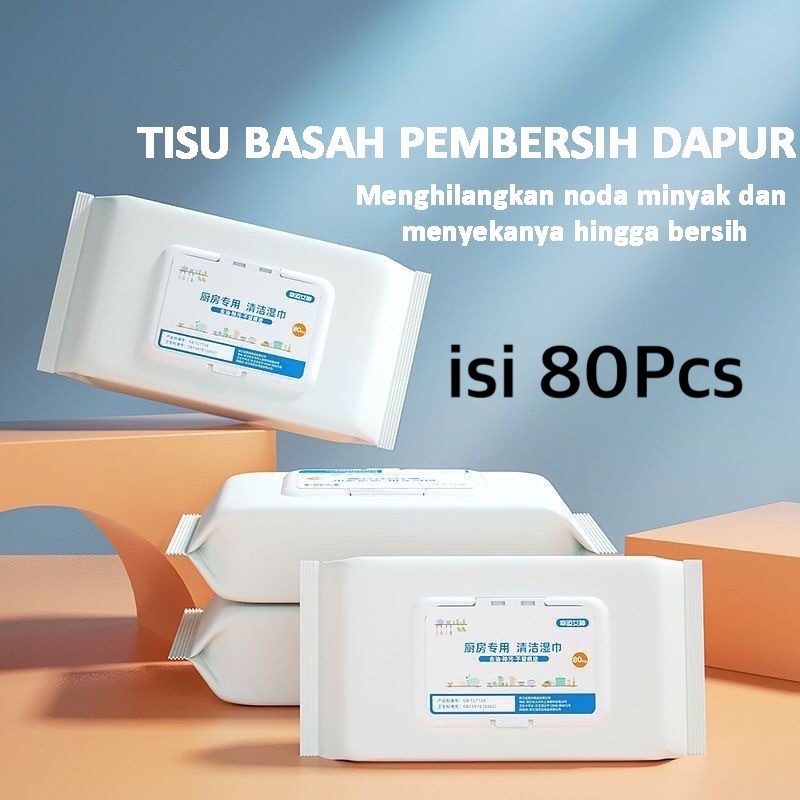 Jual Tissue Basah Dapur Isi 80 Lembar Wipes Kitchen Pembersih Minyak Praktis Multifungsi Kain ...