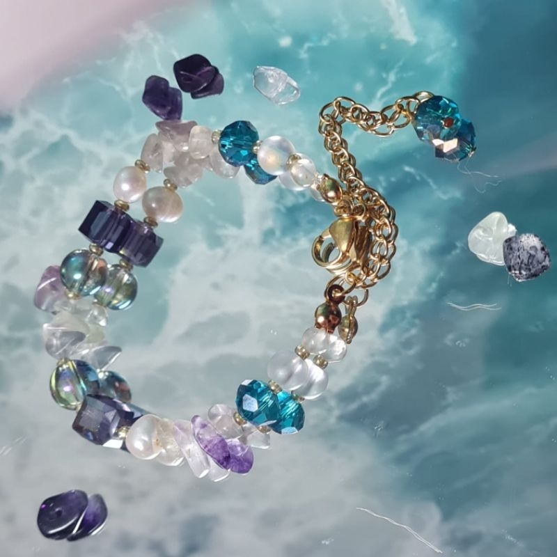 Jual mermaid sea siren inspired - Gelang kristal batu alam dengan logam ...