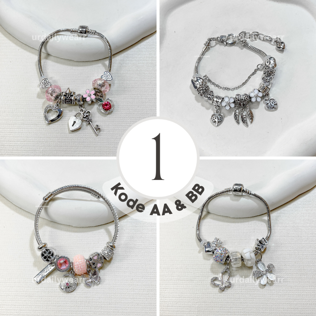 Jual Gelang Tangan Rantai Wanita Pandora Bracelet Charms Serut Bangle ...