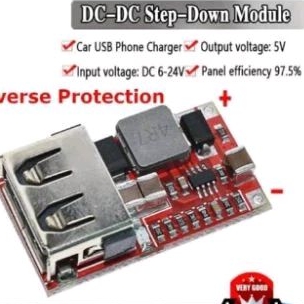 Jual USB Mini 5V 3A Input DC 6-24V Step Down Buck Converter Charger ...