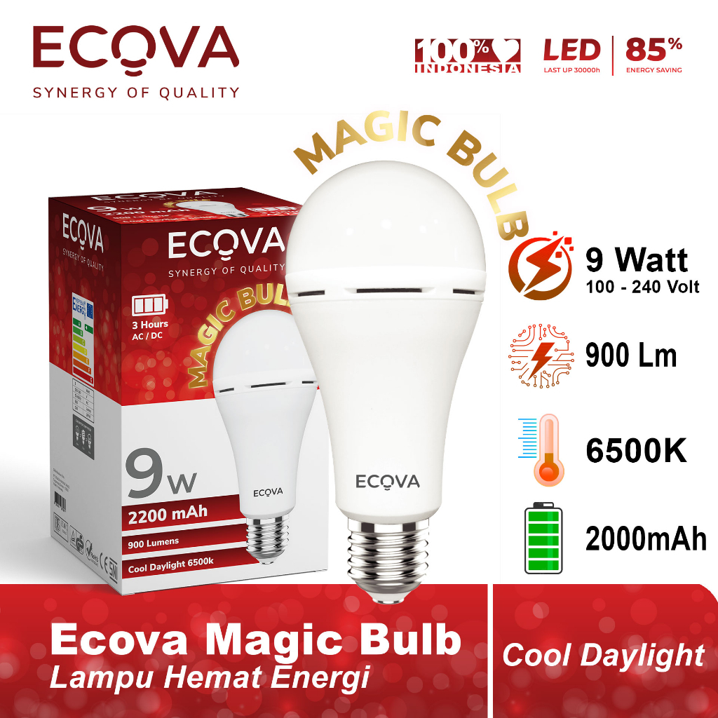 Jual ECOVA LED MAGIC BULB 10W / 9W / 7W / 6W / EMERGENCY LAMP / LAMPU DARURAT | Shopee Indonesia