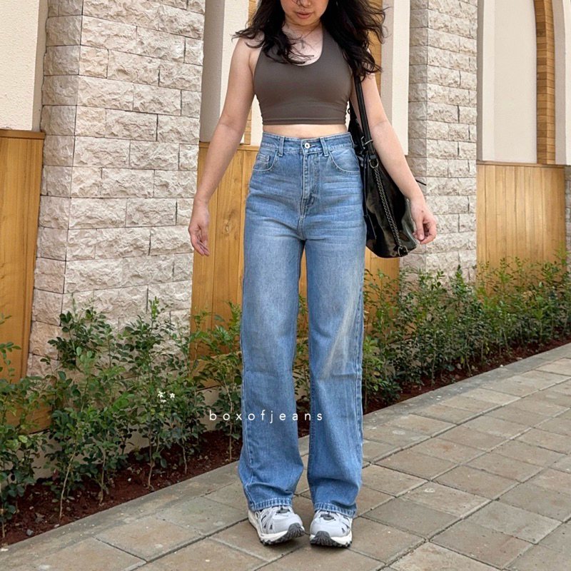 Jual Boxofjeans - LEA Highwaist Baggy Jeans - LIGHT BLUE | Shopee Indonesia