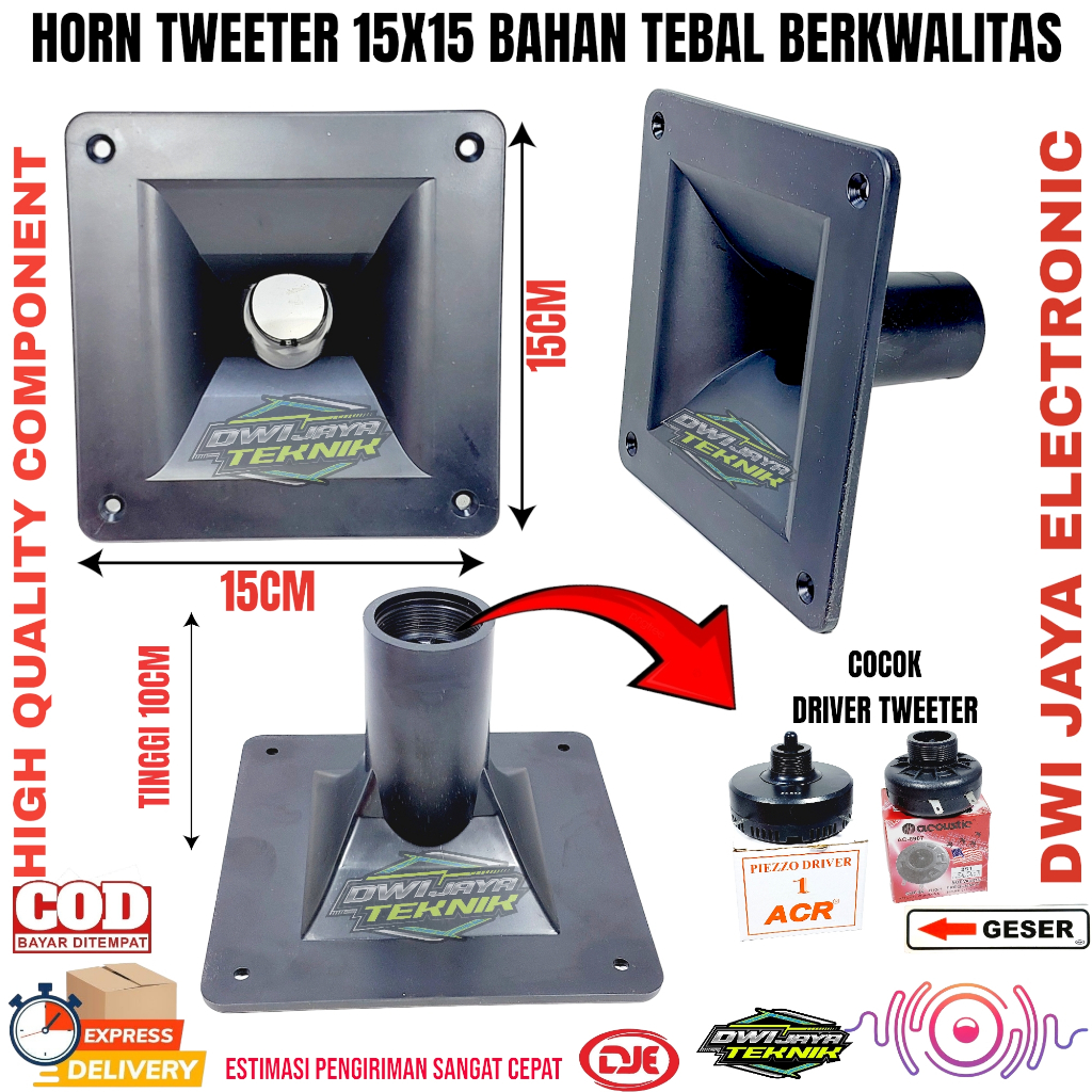 Jual Horn Tweeter Plastik 15 x 15 / Corong ukuran 15x15 cm Kotak Bahan ...