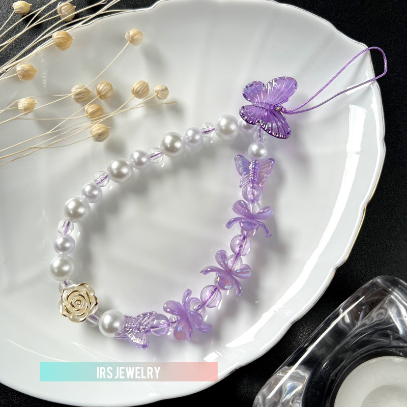 Jual Phone Strap Beads Ungu Series/ Tali Lanyard Handphone Manik Pita ...