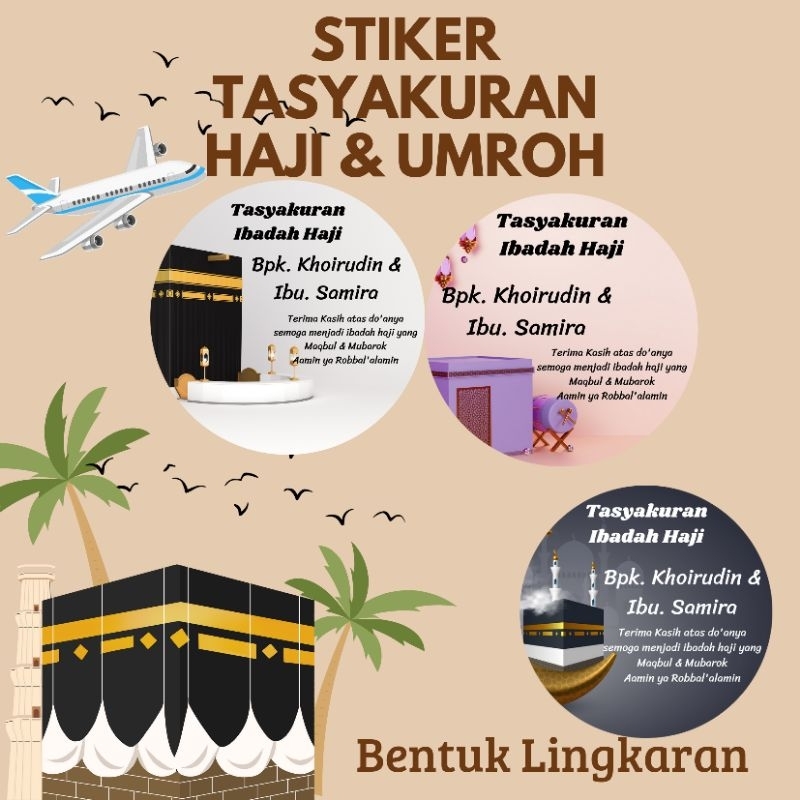 Jual ISI 24 PCS / Stiker Tasyakuran Haji & Umroh/ stiker bulat/ Stiker ...