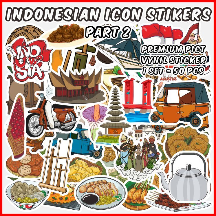 Jual [1 pack] indonesian Icon Stickers 2 (Stiker Ikon Indonesia 2 ...